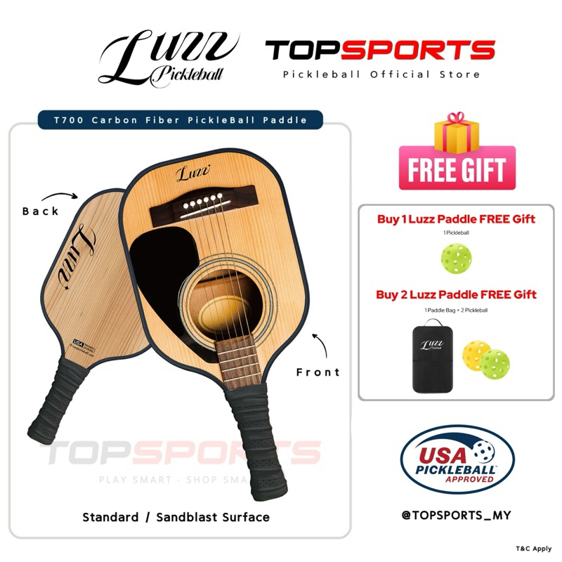 Luzz Pickleball Guitar Groove Original Paddle (16mm) T700 Carbon Fiber ...