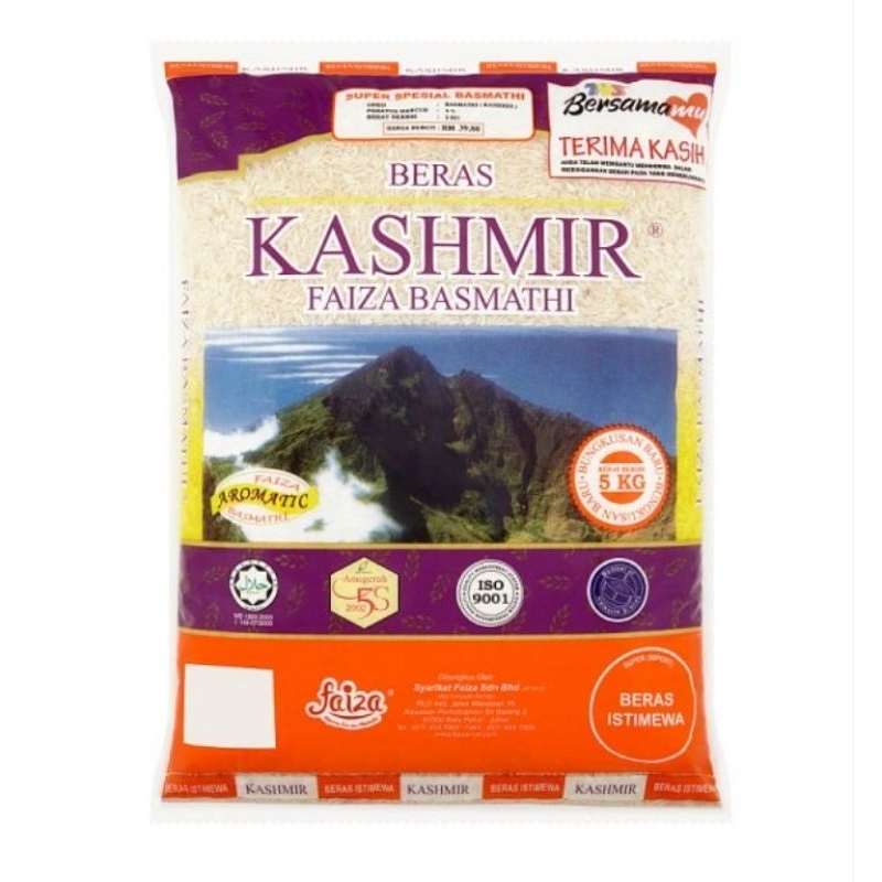 FAIZA Halal Kashmir Basmathi Rice 5kg | Shopee Malaysia