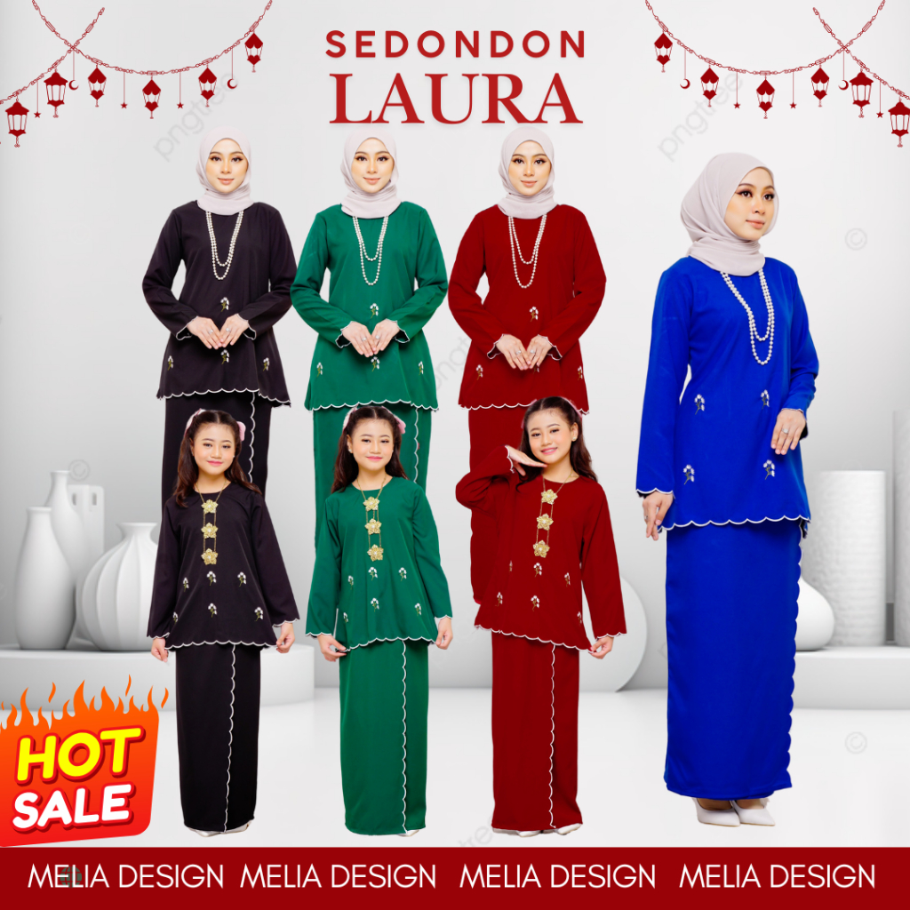 KURUNG KEDAH LAURA BY MELIA DESIGN SULAM BIKU PLAIN COTTON SILK PREMIUM ...