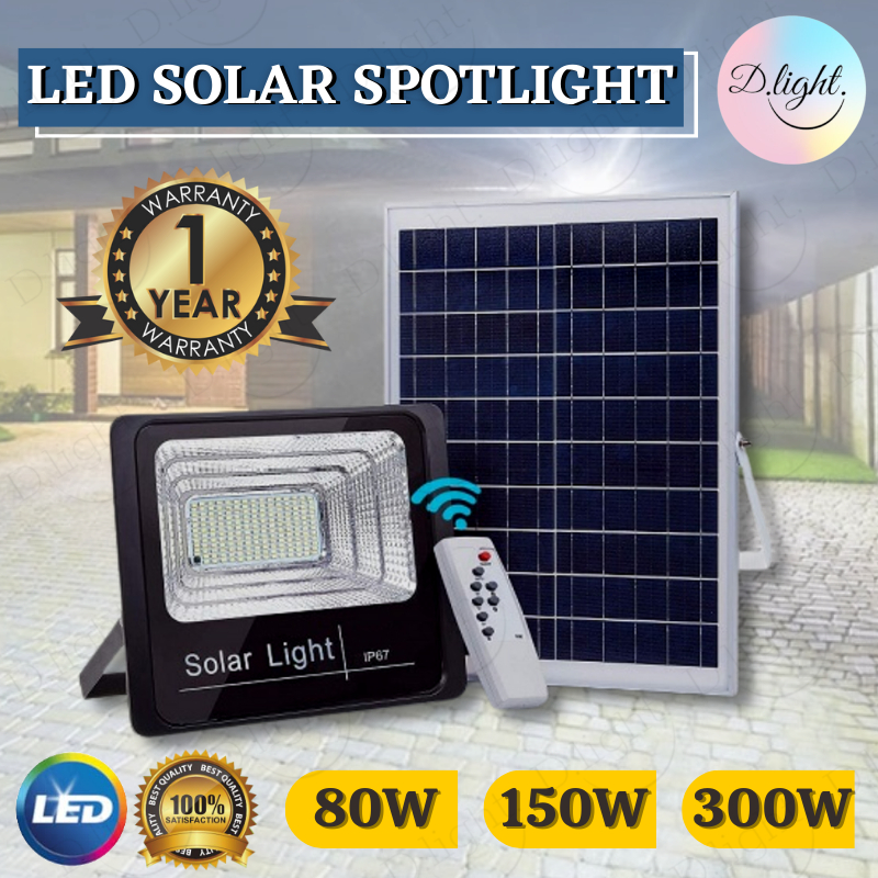 80W 150W 300W SOLAR LED SPOTLIGHT REMOTE CONTROL IP67 OUTDOOR LIGHTING ...