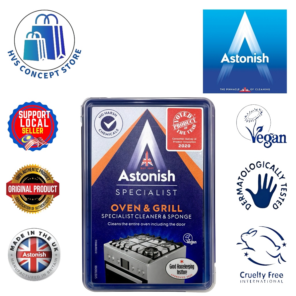 ASTONISH SPECIALIST ANTI-BACTERIAL OVEN & GRILL CLEANER + SPONGE (250G ...