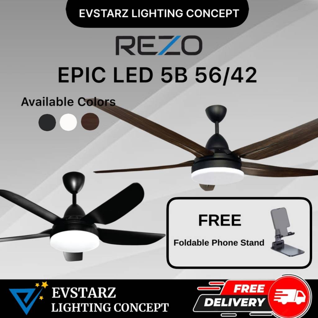 REZO EPIC LED 5B 56/42 inches DC Motor Ceiling Fan with Remote Control ...