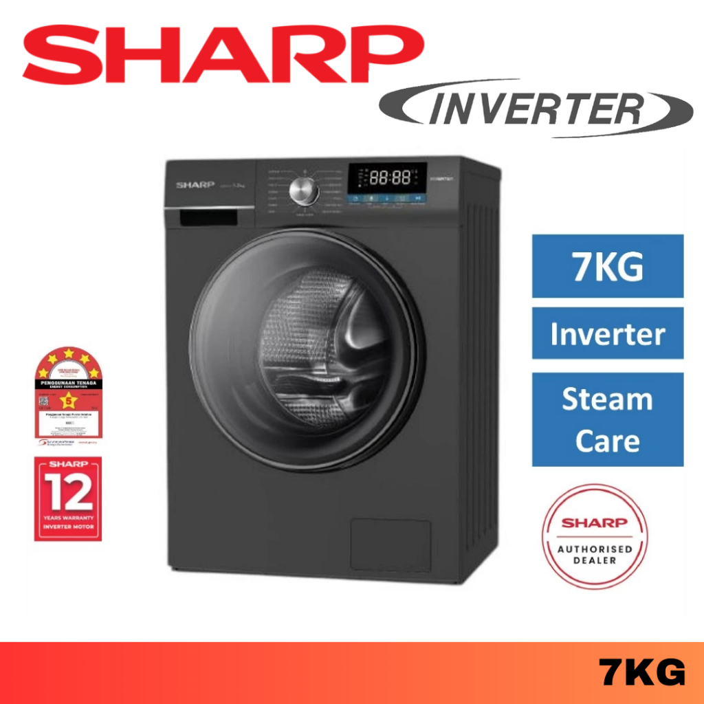 Sharp 7KG Inverter 5 Star Front Load Washing Machine ESFX7APG | Shopee ...