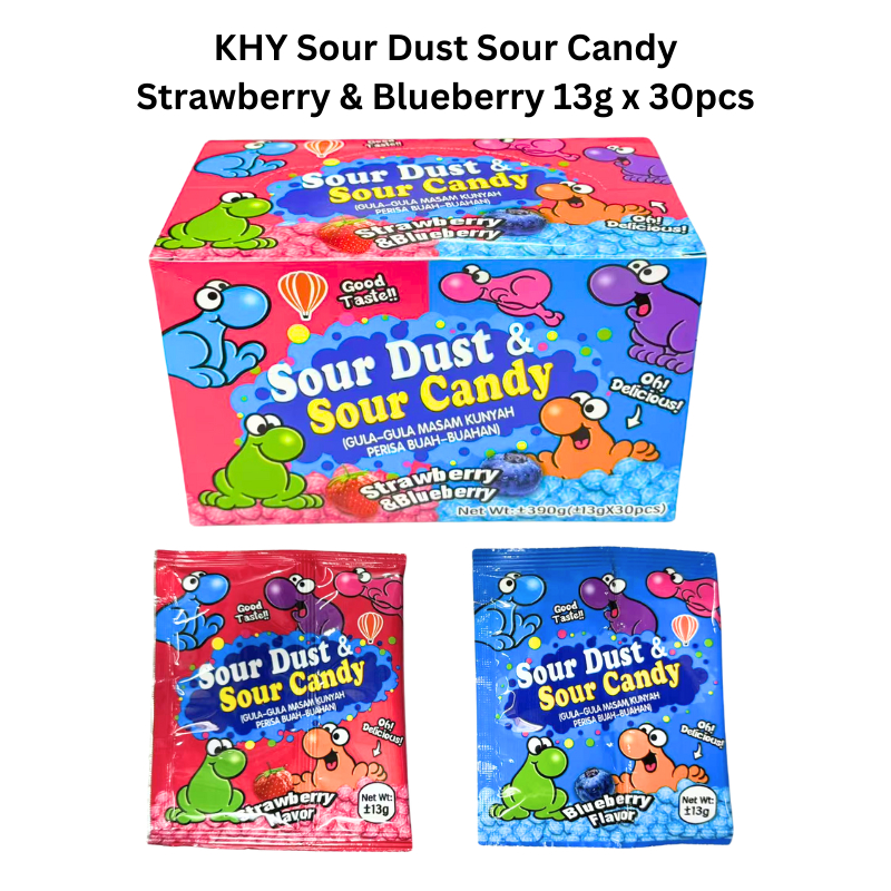 *Halal* KHY Sour Dust Sour Candy Strawberry & Blueberry 13g x 30pcs ...