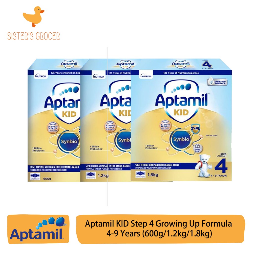 Aptamil KID Step 4 Growing Up Formula 4-9 Years 1.8kg / 1.2kg / 600g NEW PACKING | Shopee Malaysia