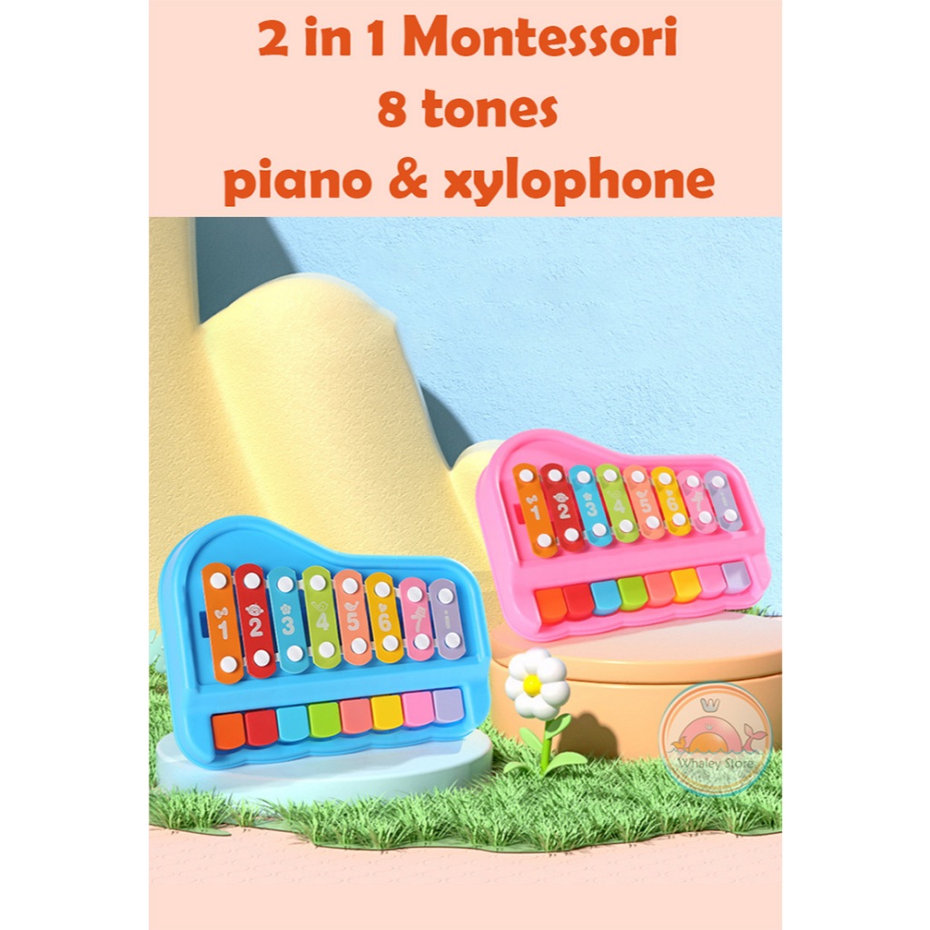 Toddler Montessori Sensory 2 In 1 Piano & Xylophone Toy, 儿童2合1八键敲琴 ...