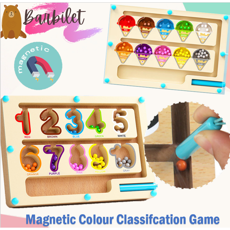 Magnetic Montessori Counting Maze Board Wooden Color Classification ...