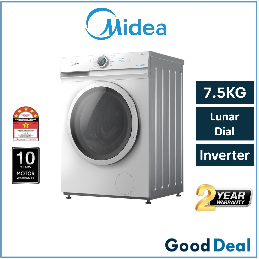 Midea MF100W75 7.5KG Front Load Inverter Washing Machine Mesin Basuh ...