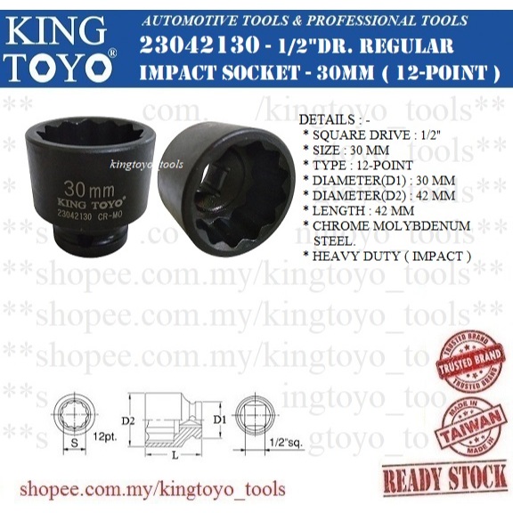 Socket 30mm ~ 23042130 ~ MERDEKA Clearance Sale ~ Original KING TOYO 1/ ...