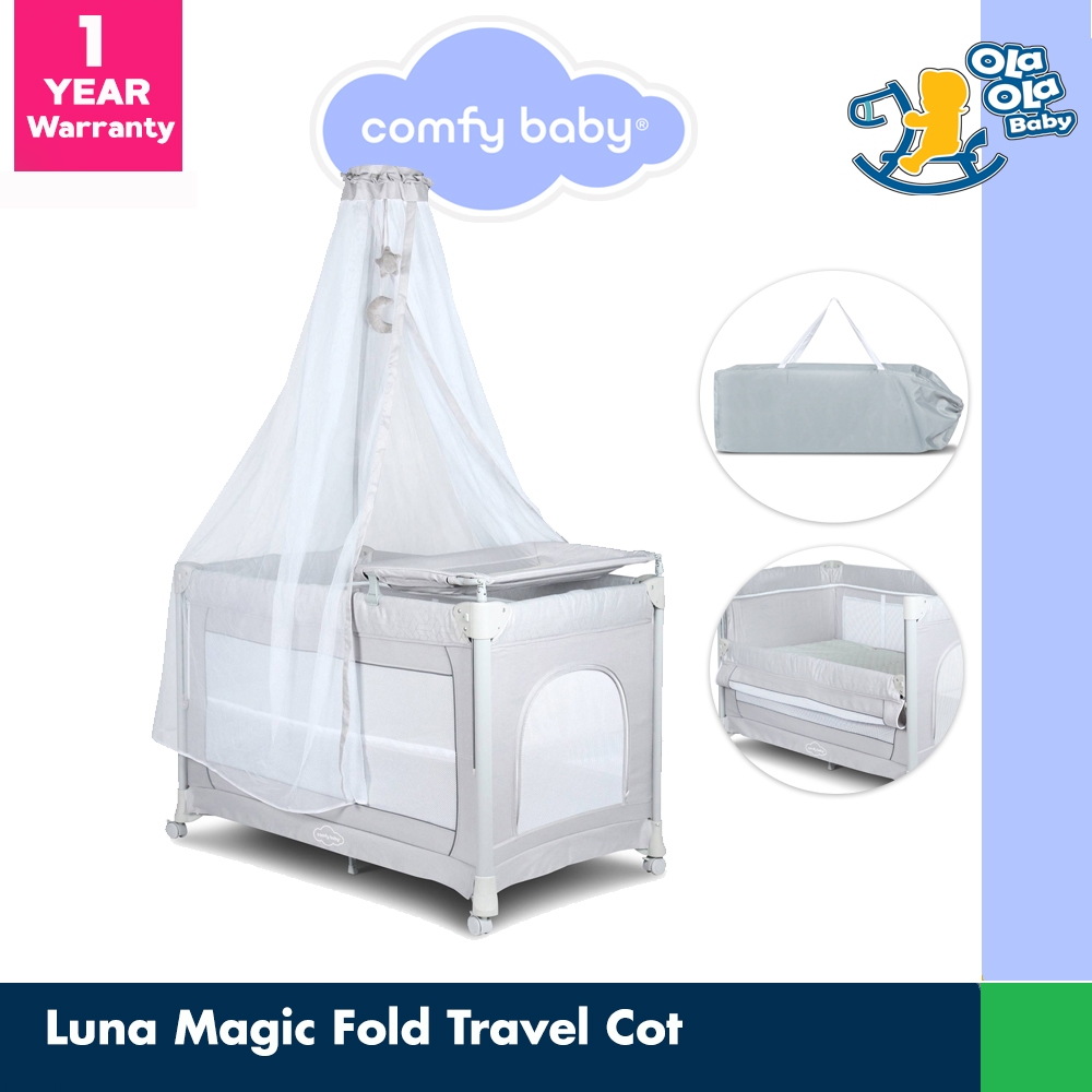 Comfy Baby Luna Magic Fold Travel Cot with Topper | Shopee Malaysia