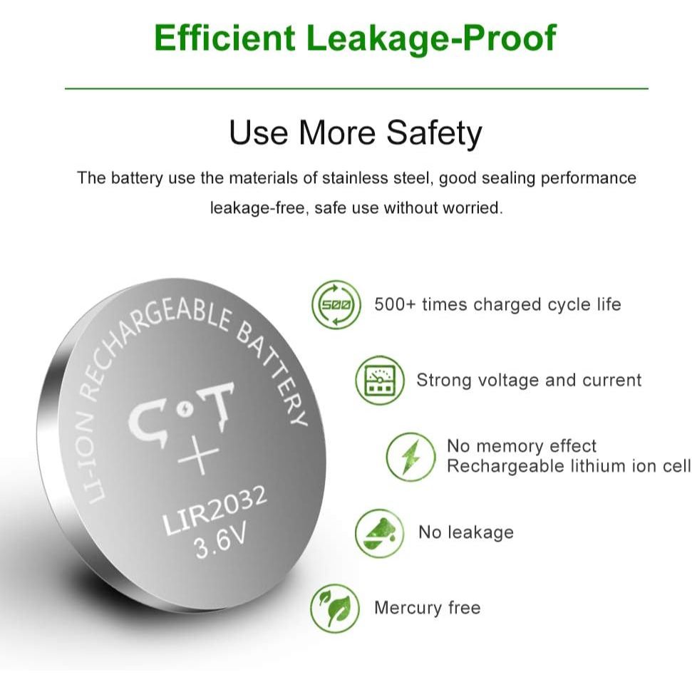 1 piece CT Energy 3.6V LIR2032 lir 2032 lithium ion rechargeable ...
