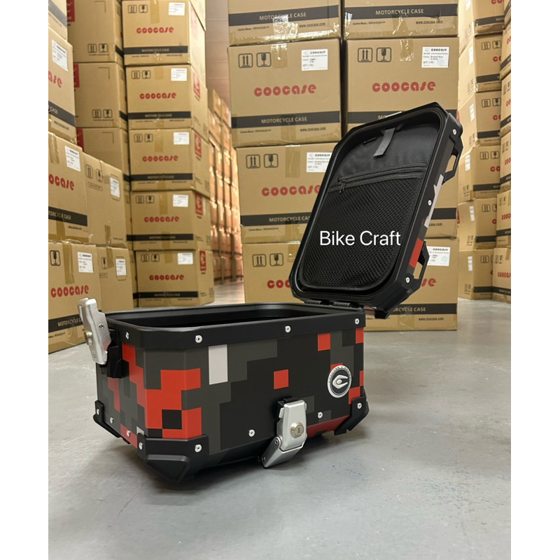 30L Coocase Aluminium Mosaic Black Orange Topbox (Side Open) | Shopee Malaysia