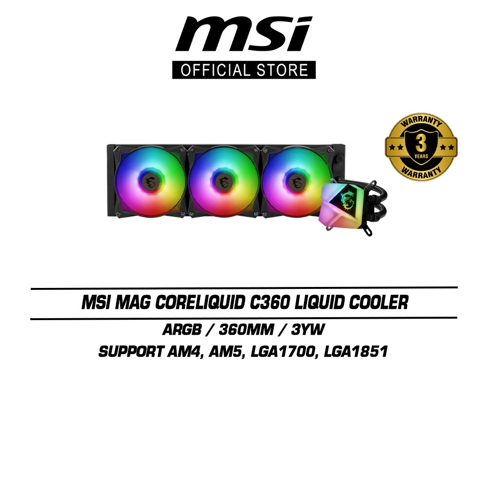 MSI MAG Coreliquid C360 Liquid Cooler (360mm/ARGB) | Shopee Malaysia