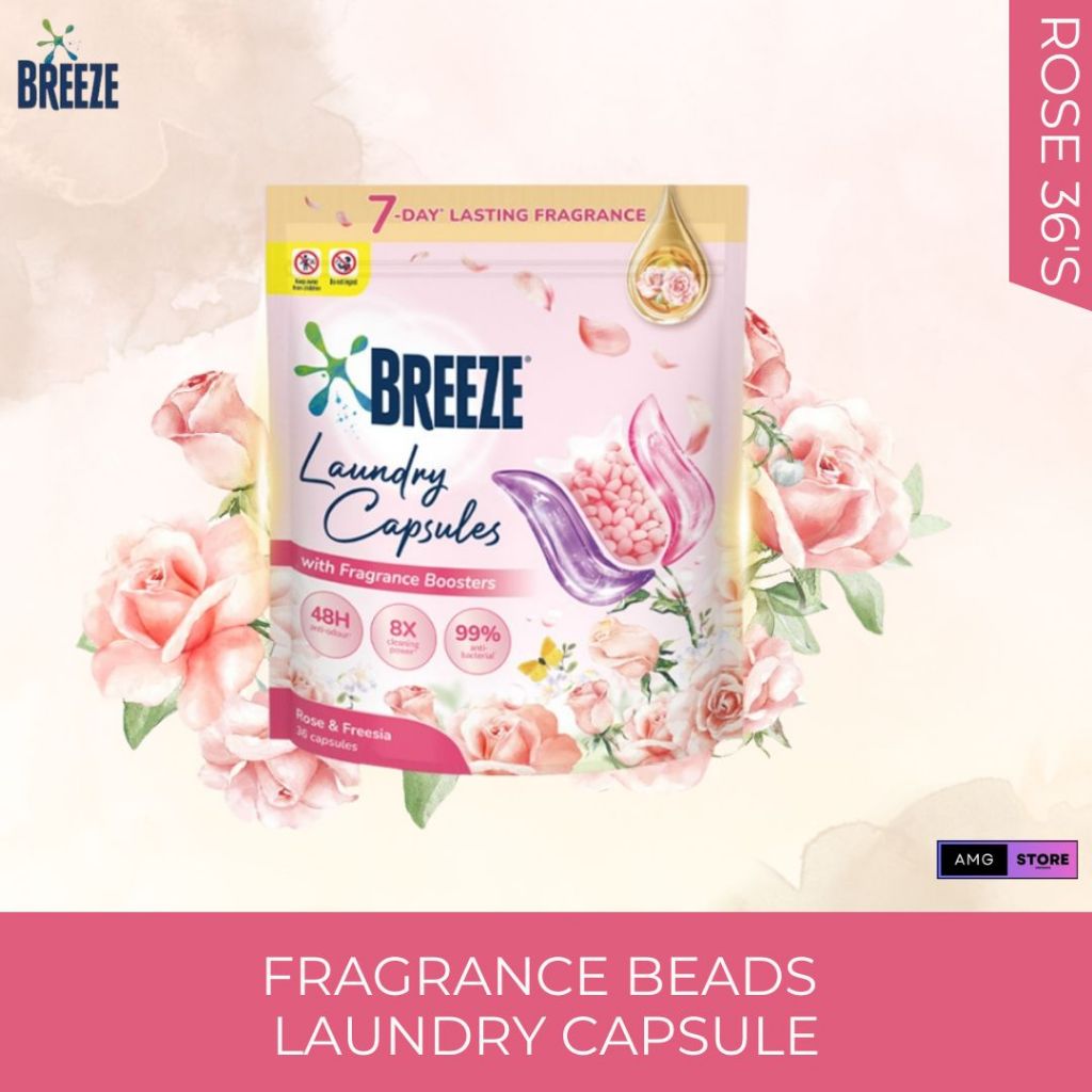 BREEZE Fragrance Beads Capsule ROSE Laundry Detergent 36's | Shopee ...