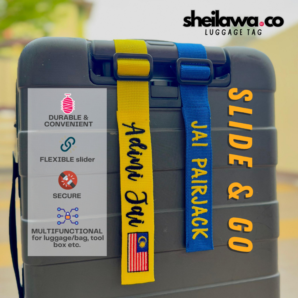 SLIDE & GO | CUSTOM LUGGAGE TAG/BAGTAG - Personalised & Durable, Haji ...