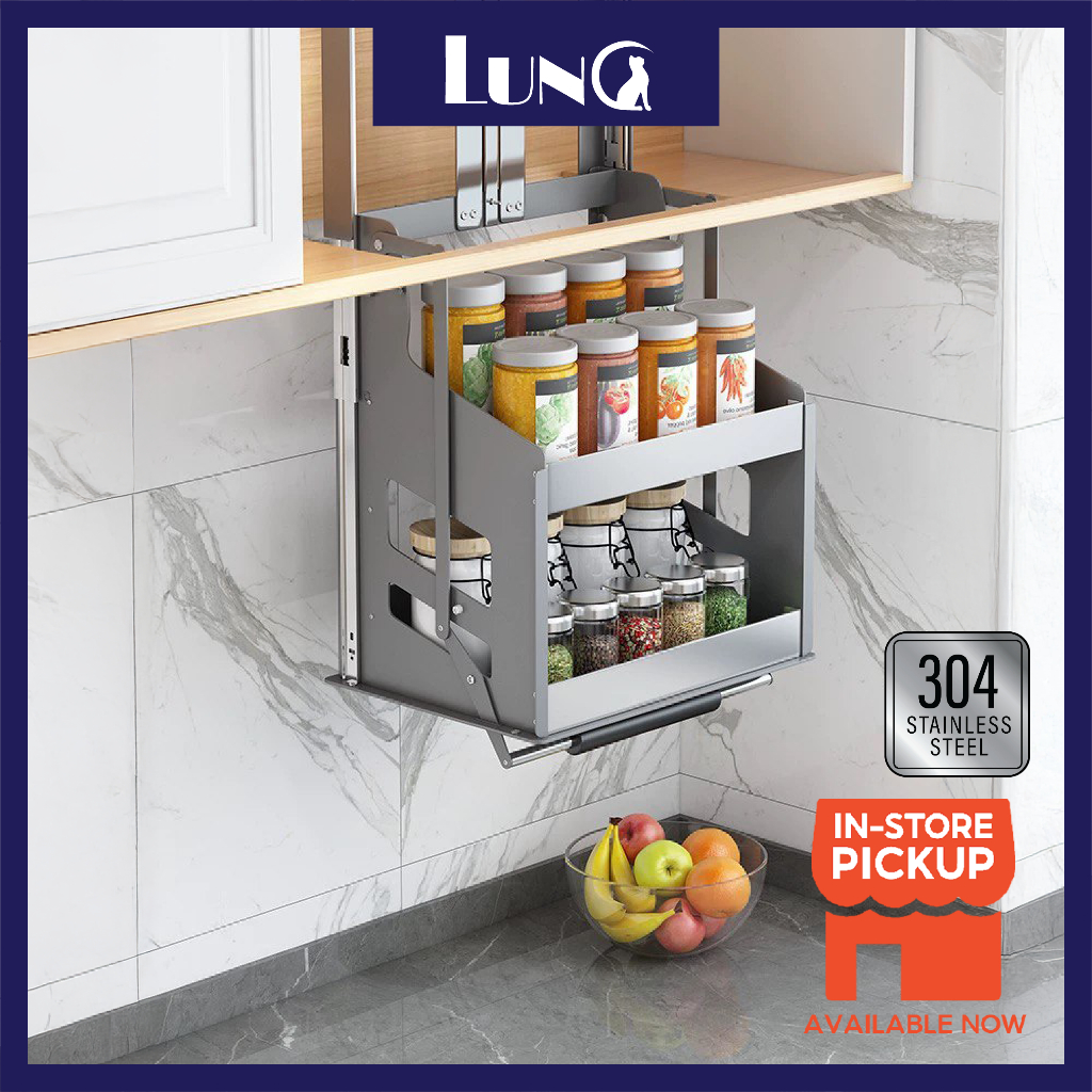 304 Stainless Steel wall cabinet kitchen cabinet vertical lifting pull ...