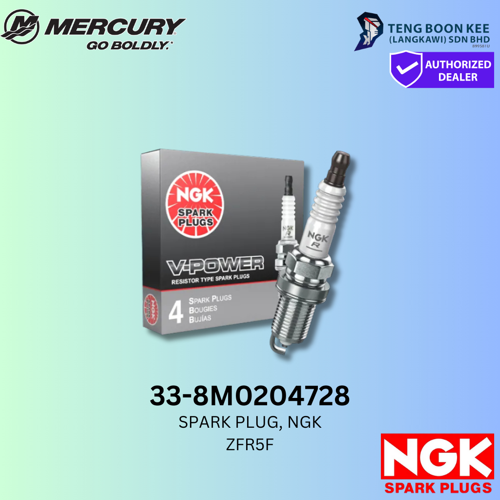 33-8M0204728 SPARK PLUG, NGK - ZFR5F - MERCURY (NGK BRANDED) | Shopee ...