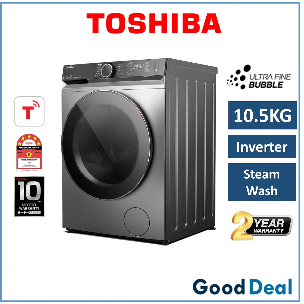 Toshiba BK115GF4M(SK) 10.5KG Inverter Fron Load Washing Machine Mesin Basuh | Shopee Malaysia