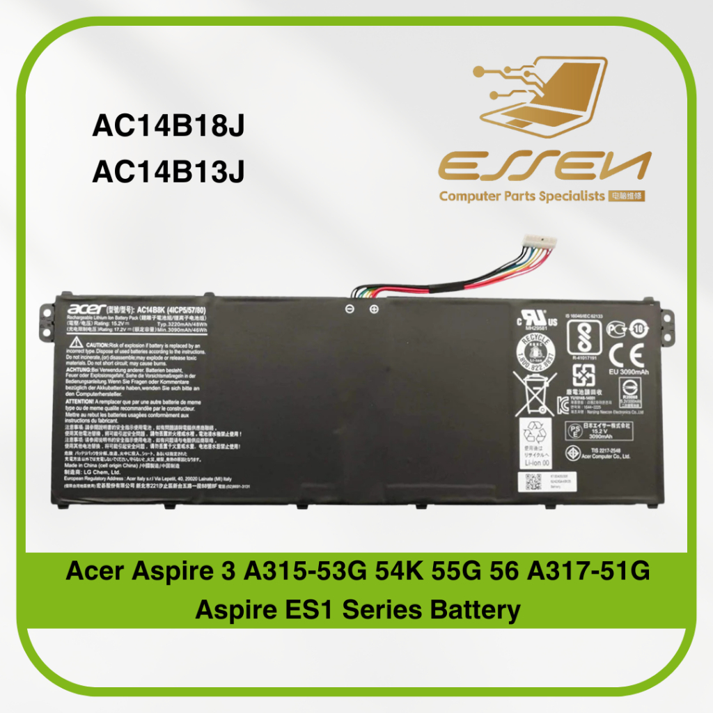 ACER AC14B18J AC14B13J for Aspire 3 A315-53G 54K 55G 56 A317-51G Aspire ...