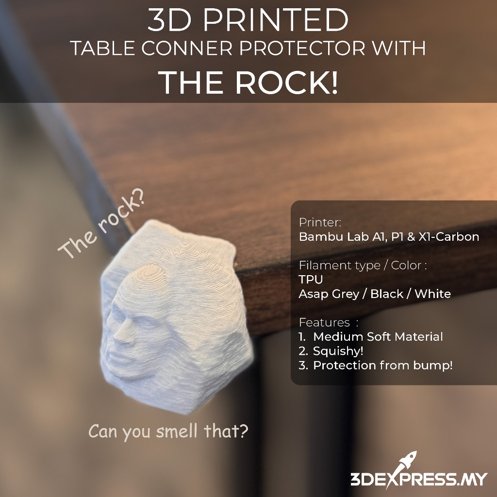 [3D PRINTED] "THE ROCK" - Table Conner Protector Rubber | Shopee Malaysia