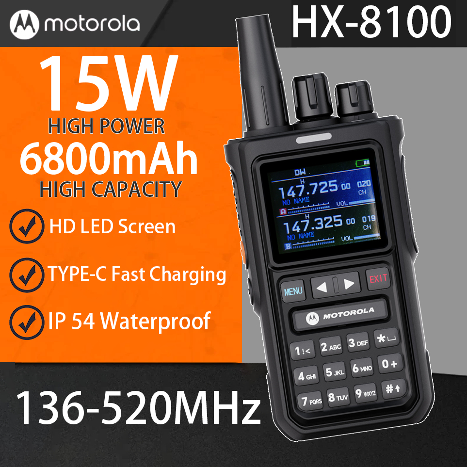 Motorola Walkie Talkie 30KM Long Range HX-8100 UHF VHF Two Way Radio ...