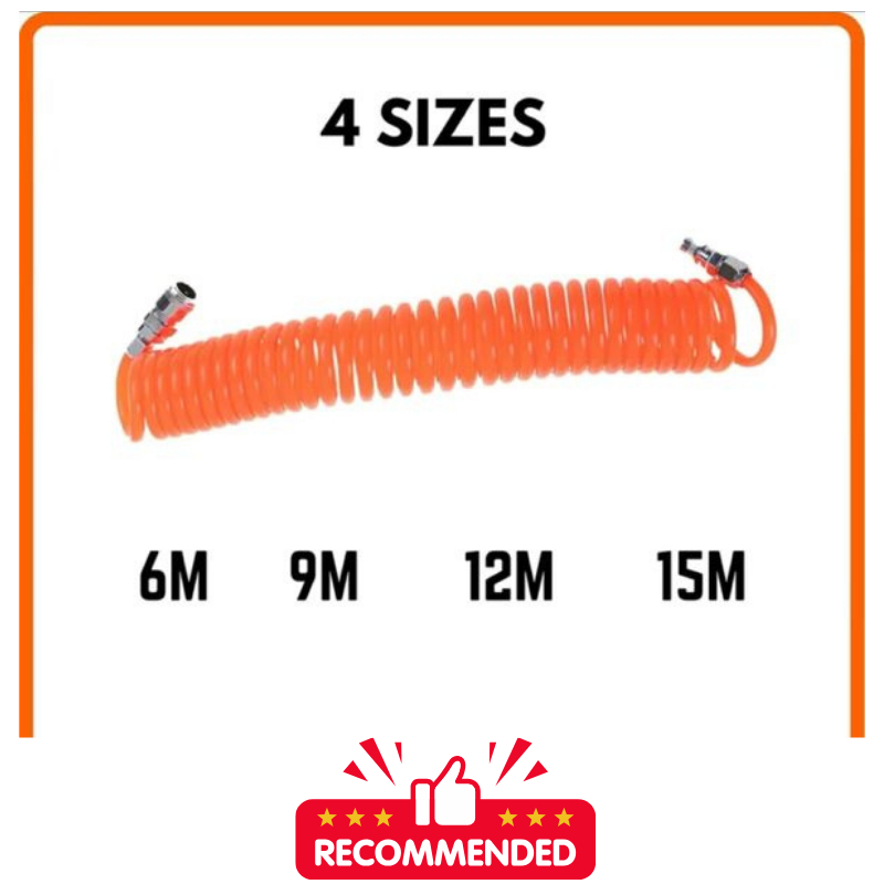 PU spring coil air hose 6m,9m,12m,15m for air compressor | Shopee Malaysia