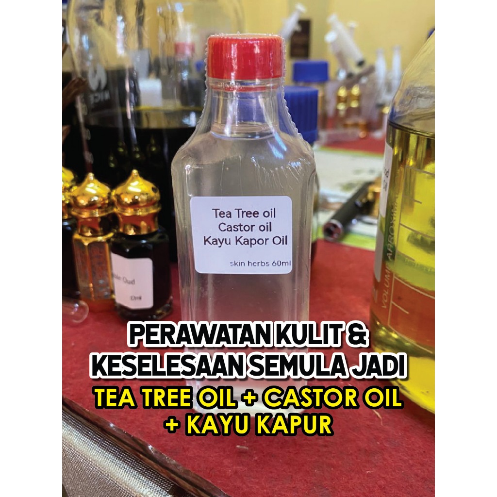 Minyak ASLI Gabungan Tea Tree, Castor & Kayu Kapur – Perawatan Kulit ...