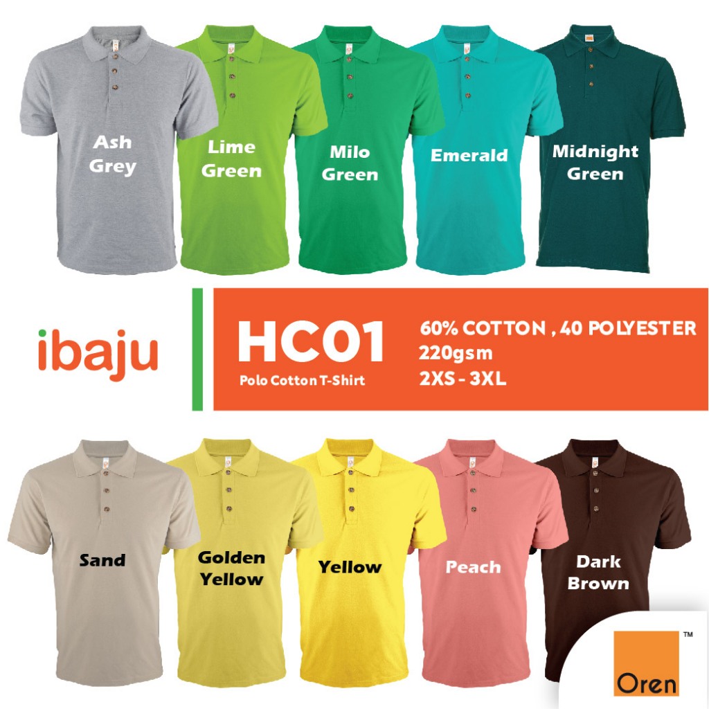 OREN SPORT Plain Polo Tee Honeycomb Polyester Cotton Tshirt Plain Baju Berkolar Lelaki Baju ...