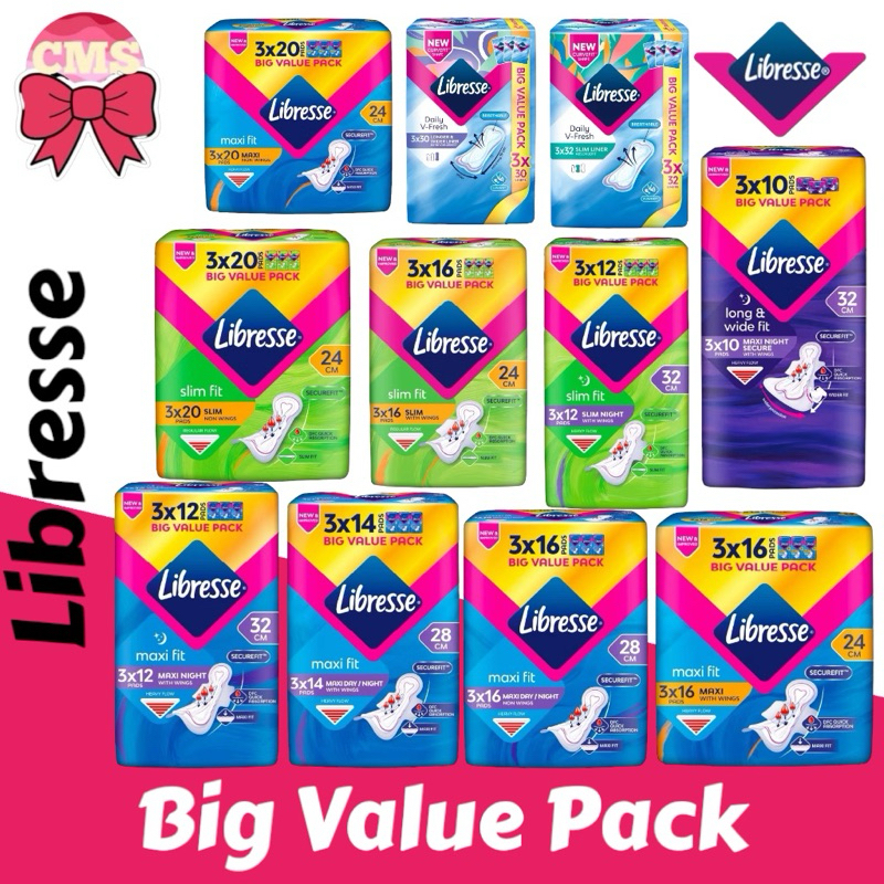Libresse big value pack Maxi fit Slim Fit Sanitary Pads | Shopee Malaysia