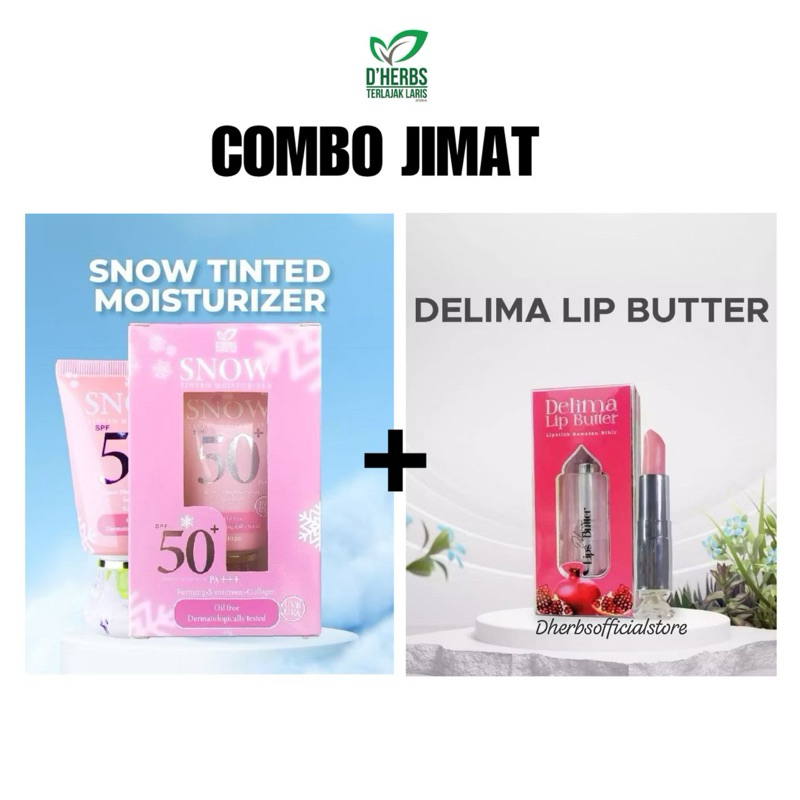 DHERBS Set Combo Snow Tinted Moisturizer Spf 50 Dan Lipstick Delima Lip ...