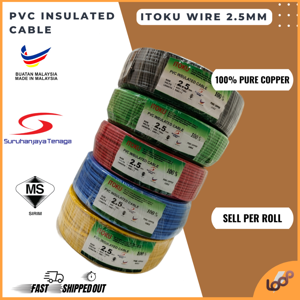 [PER ROLL] 2.5MM WIRE ITOKU / WAYAR 2.5MM S/L / PVC INSULATED CABLE 100 ...