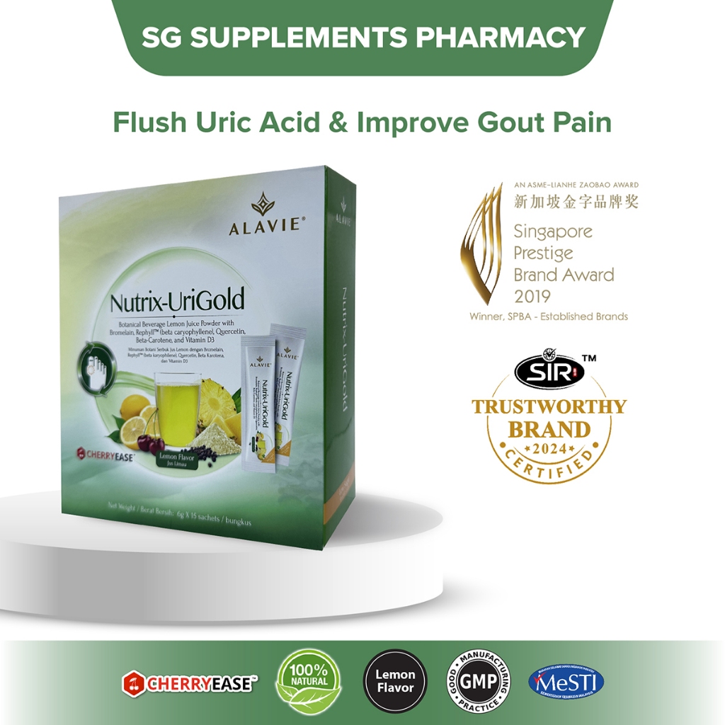 Alavie Nutrix-UriGold 15s 天然消炎消肿抗尿酸痛风专用营养饮 Gout, Uric Acid, Knee Pain ...