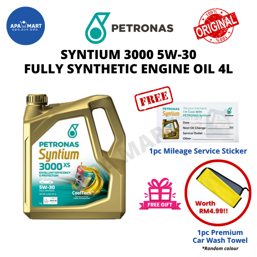 PETRONAS Syntium 3000 5W-30 Fully Synthetic Engine Oil 4L Petronas ...