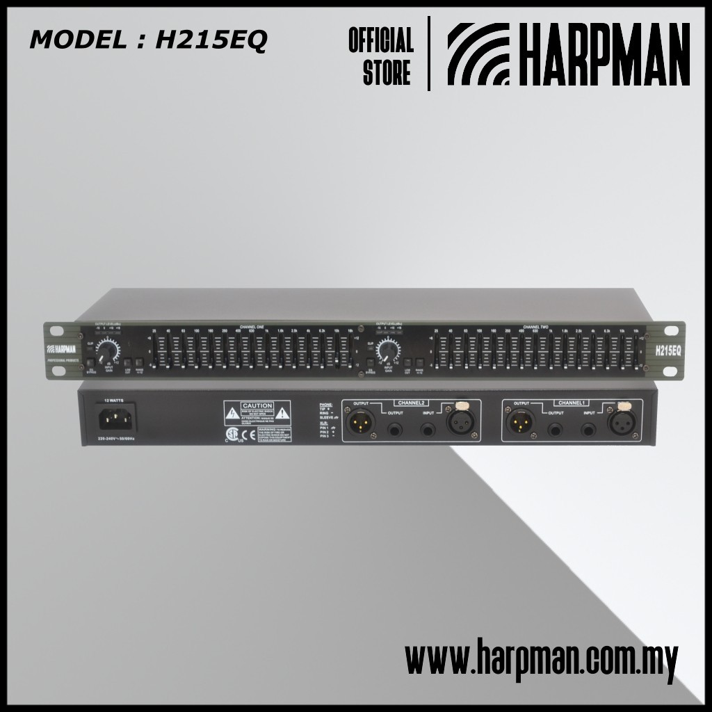 HARPMAN H215EQ DUAL SERIES 15-BAND GRAPHIC EQUALIZERS (2/3-OCTAVE CONSTANT Q FREQUENCY BANDS ...
