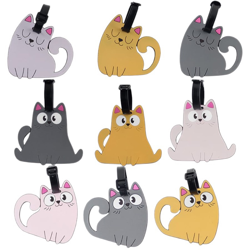 Luggage cat kucing meow miow Travel flight Name Address Baggage Handbag ...