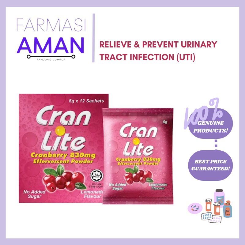 Cran Lite Cranberry 830mg Efferverscent Powder Lemonade Flavour Sachet ...