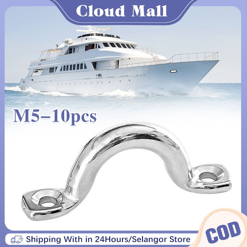 10Pcs Boat Pad Eye Stainless Steel U Shape Pad Eye Plate Ceiling Hook ...