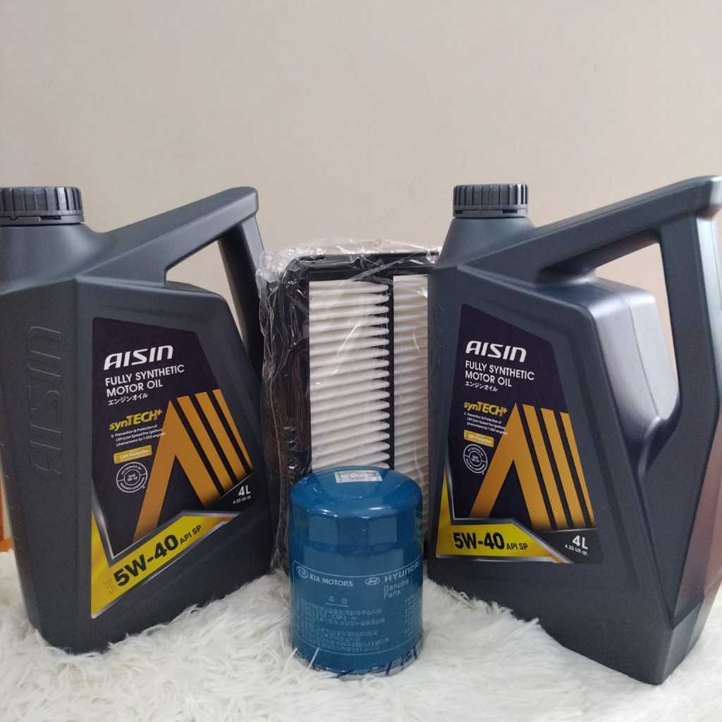 HYUNDAI STAREX OIL FILTER + AIR FILTER +(2x 4LITER) AISIN 5W40 API-SP ...