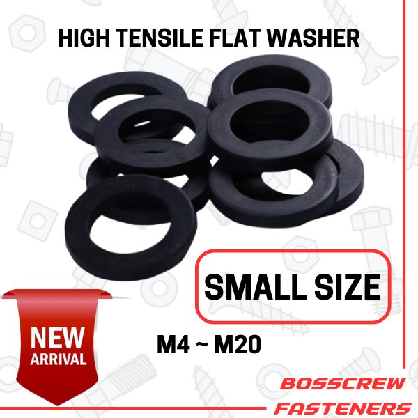 HT 8.8 Flat Washer m4 ~ m20 (Black, DIN 125), Washer Hitam (High ...