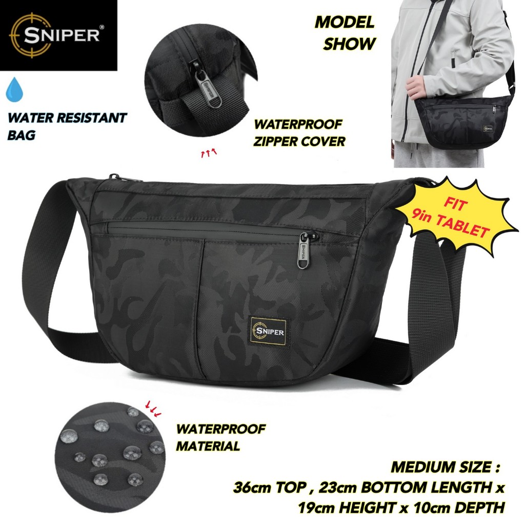 SP115) High Quality Water Resistant Medium SNIPER Half Moon Sling bag ...
