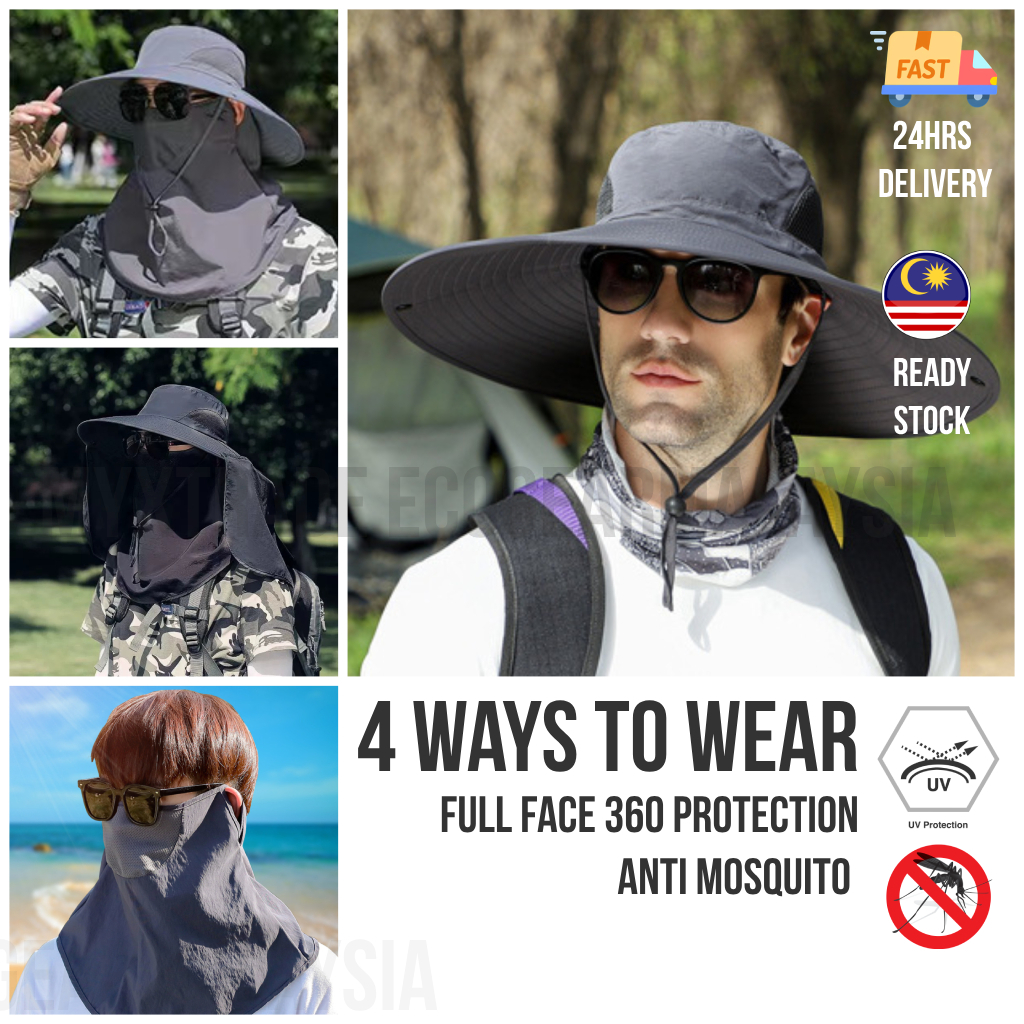 Fishing Hat Neck Flap Full Face Cover Topi Pancing Ikan 钓鱼帽 | Shopee ...