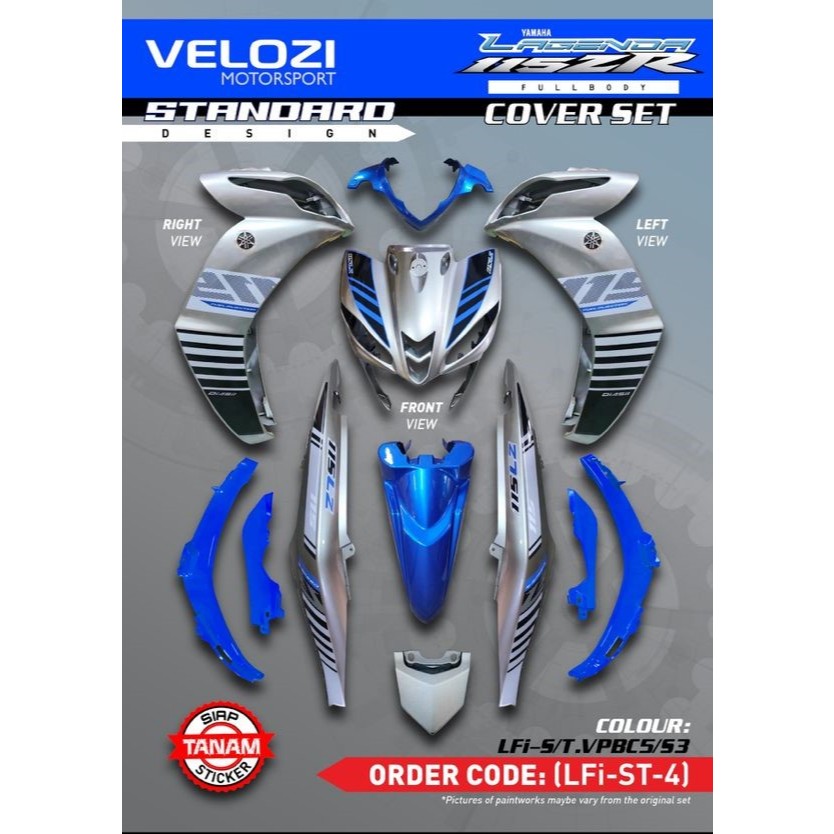 COVERSET BODYSET YAMAHA LAGENDA SRL 115 / 115Z FI VPBC5 S3 BIRU SILVER ...