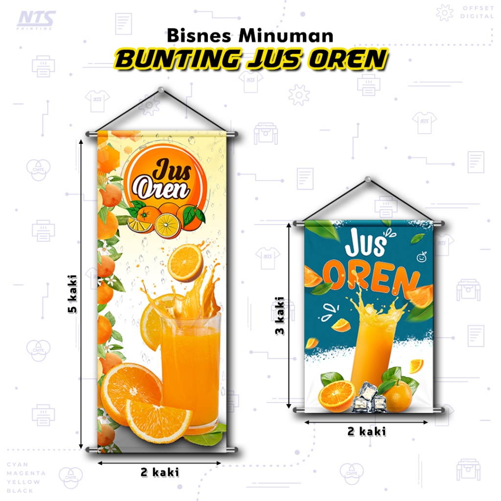 🔥FREE DESIGN🔥 Bunting Air Jus Buah Oren Tahan Lasak - Peniaga Penjual ...