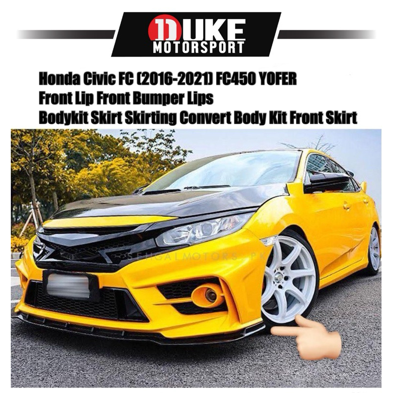 Honda Civic FC (2016-2021) FC450 YOFER Front Lip Front Bumper Lips ...