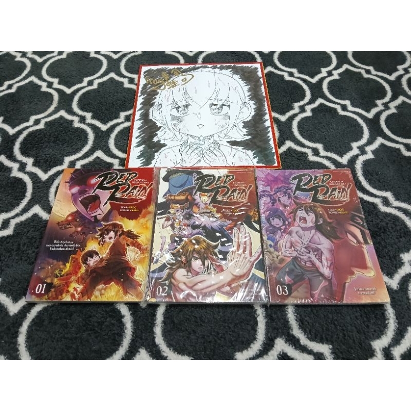 Red rain komik set with original artist signed board | Shopee Malaysia