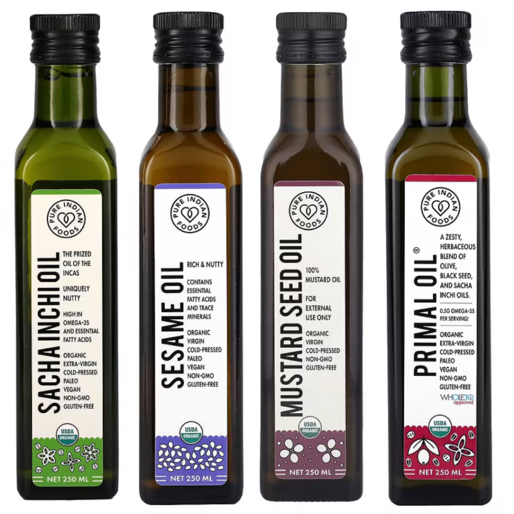 Pure Indian Foods, Organic Cold Pressed Extra-Virgin Sacha Inchi Oil ...