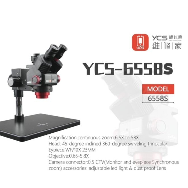 YCS-6558S 6.5X-58X Rotation Trinocular Stereo Zoom Microscope | Shopee ...