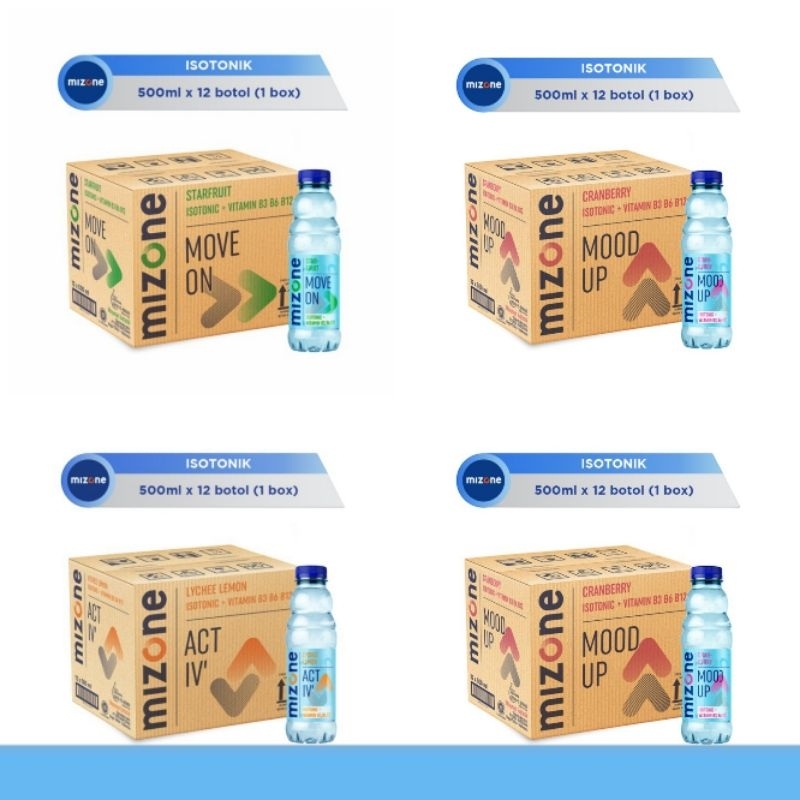 Mizone Minuman Isotonik 500ml/Harga untuk satu karton isi 12btl ...