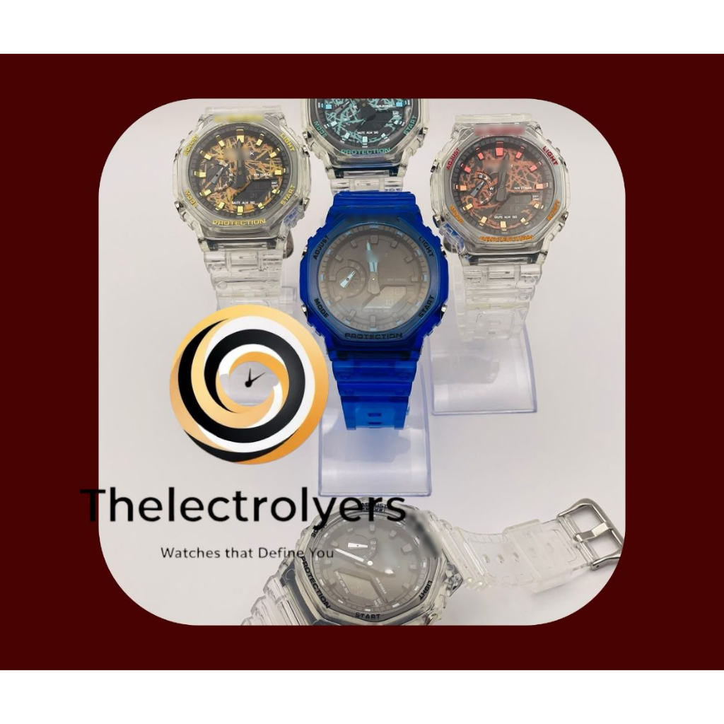 VIRAL GA-2100 TMJ JAM TANGAN LELAKI Skeleton Rasta rainbow Jelly Wanita ...