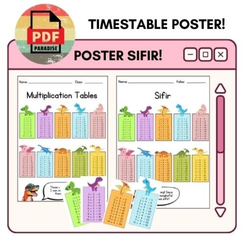 (002) DINO Edition Multiplication Table Sifir 1-10 | Shopee Malaysia